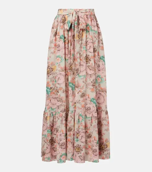 Chloé Gathered Silk Crepe De Chine Maxi Skirt - Pink