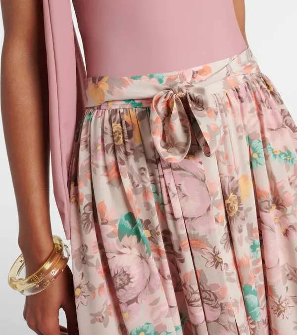 Chloé Gathered Silk Crepe De Chine Maxi Skirt - Pink