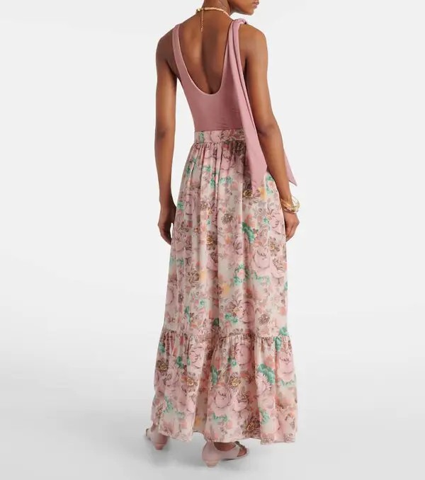 Chloé Gathered Silk Crepe De Chine Maxi Skirt - Pink