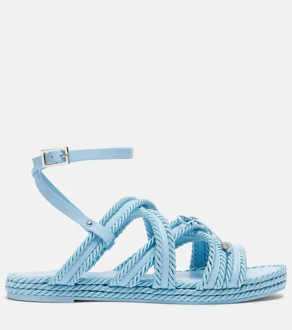 Mach & Mach Embellished Woven Sandals - Blue
