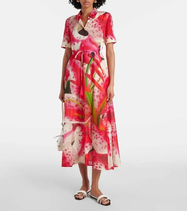 Tory Burch Printed Silk And Cotton Shirt Dress