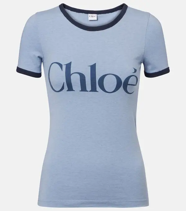 Chloé Logo Cotton-blend Jersey T-shirt - Blue