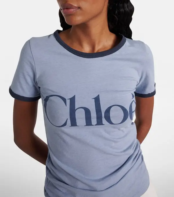 Chloé Logo Cotton-blend Jersey T-shirt - Blue