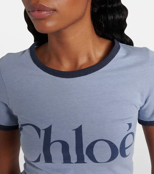 Chloé Logo Cotton-blend Jersey T-shirt - Blue