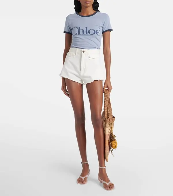Chloé Logo Cotton-blend Jersey T-shirt - Blue