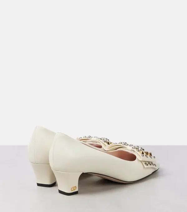 Valentino Garavani Bowow 45 Studded Leather Pumps