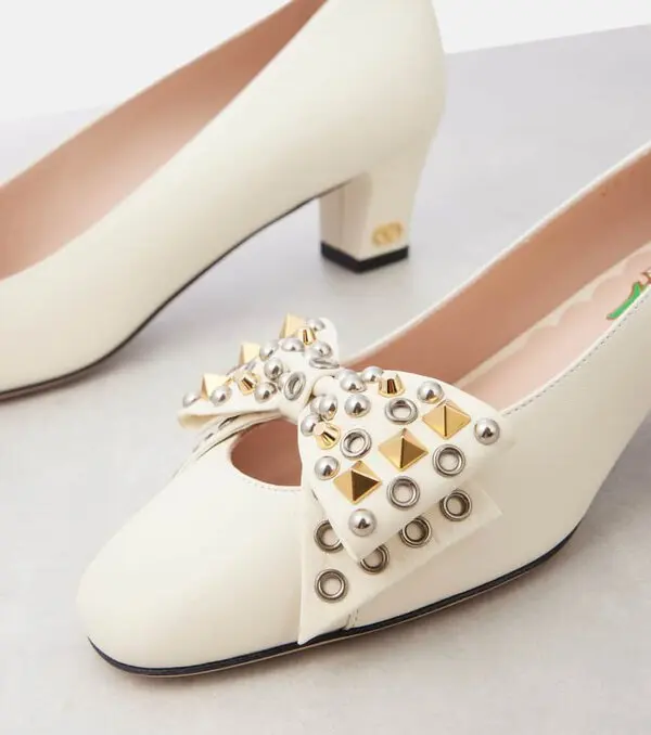 Valentino Garavani Bowow 45 Studded Leather Pumps