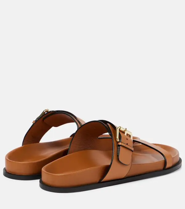 A.emery Prince Leather Slides - Brown