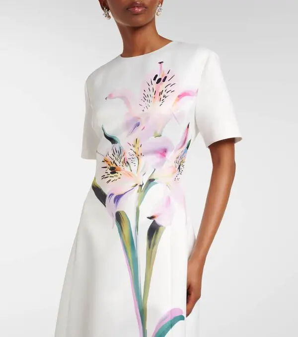 LEO LIN Caroline Floral-print Midi Dress - White