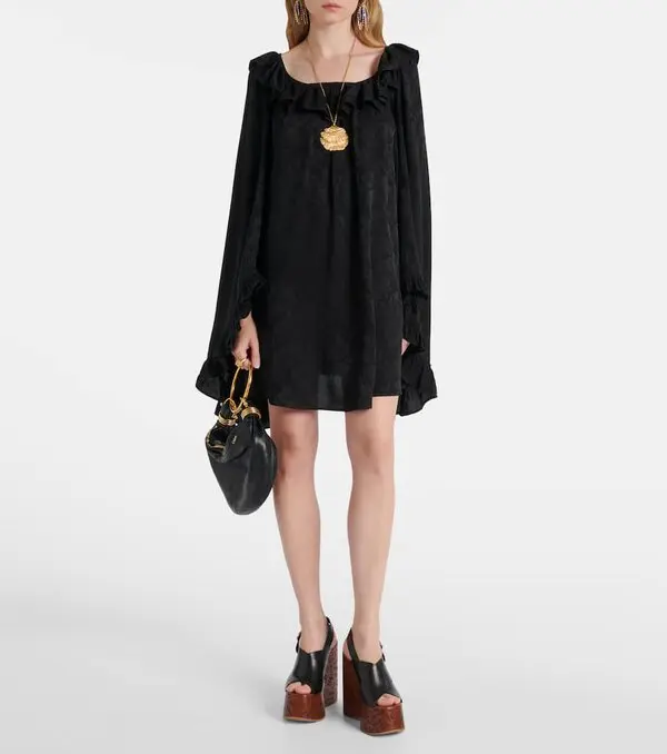 Chloé Ruffled Jacquard Silk Minidress