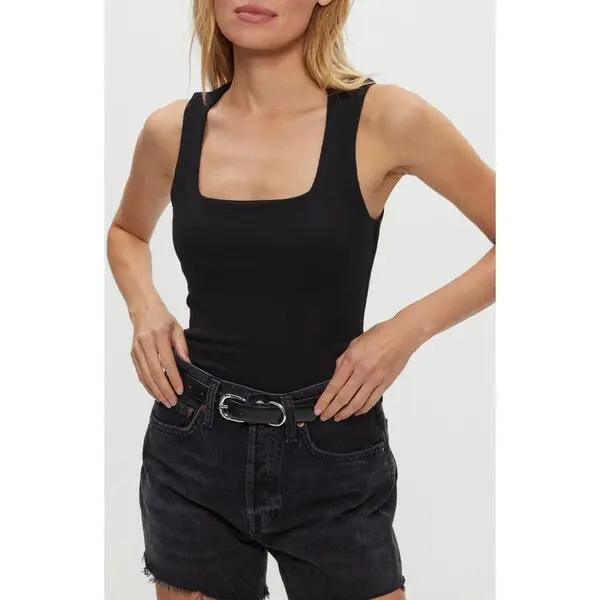 Michael Stars Maribel Square Neck Tank - Black