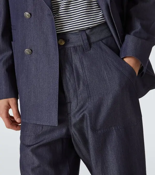 Brunello Cucinelli Wool-blend Twill Straight Pants - Blue