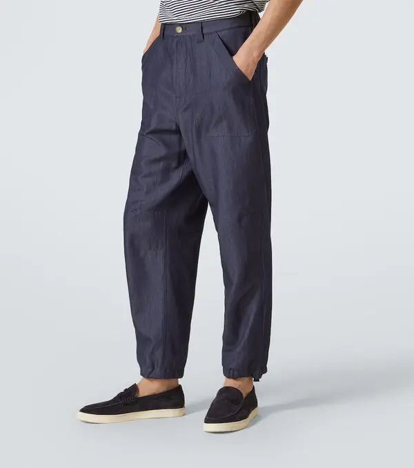 Brunello Cucinelli Wool-blend Twill Straight Pants - Blue