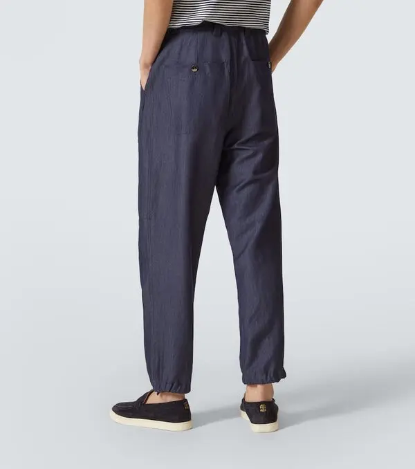 Brunello Cucinelli Wool-blend Twill Straight Pants - Blue