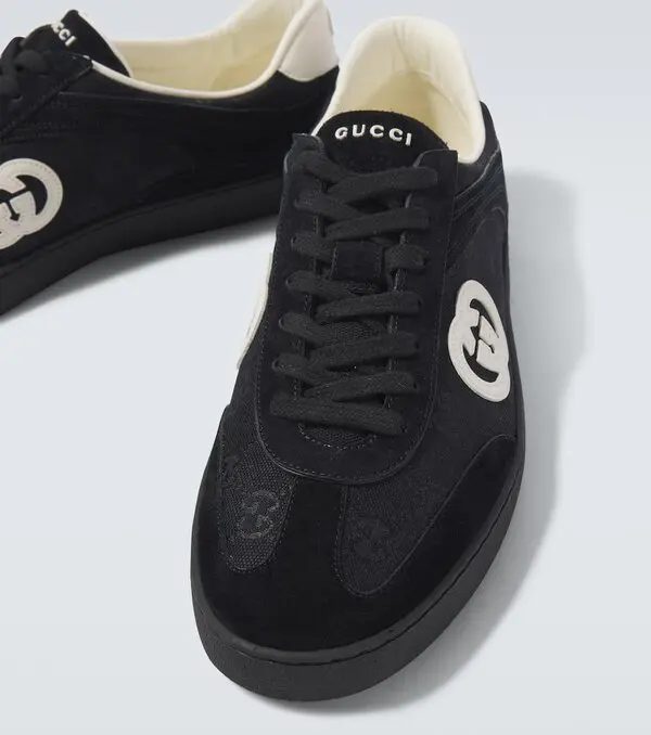 Gucci G75 Suede And Canvas Sneakers - Black
