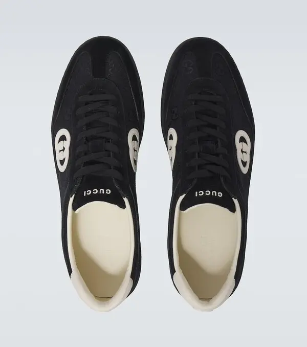 Gucci G75 Suede And Canvas Sneakers - Black