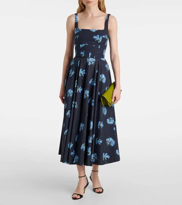 EMILIA WICKSTEAD Floral Cotton Midi Dress
