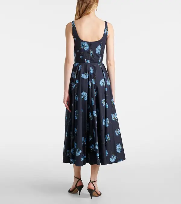 EMILIA WICKSTEAD Floral Cotton Midi Dress