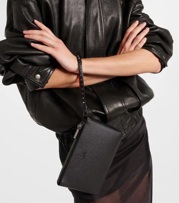 CHRISTIAN LOUBOUTIN Cabata Mini Studded Leather Pouch - Black