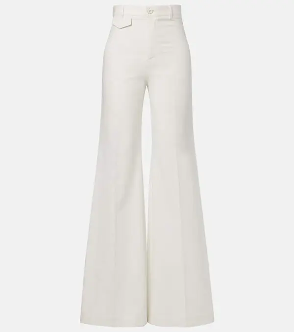 Chloé High-rise Flared Cotton Canvas Pants - White
