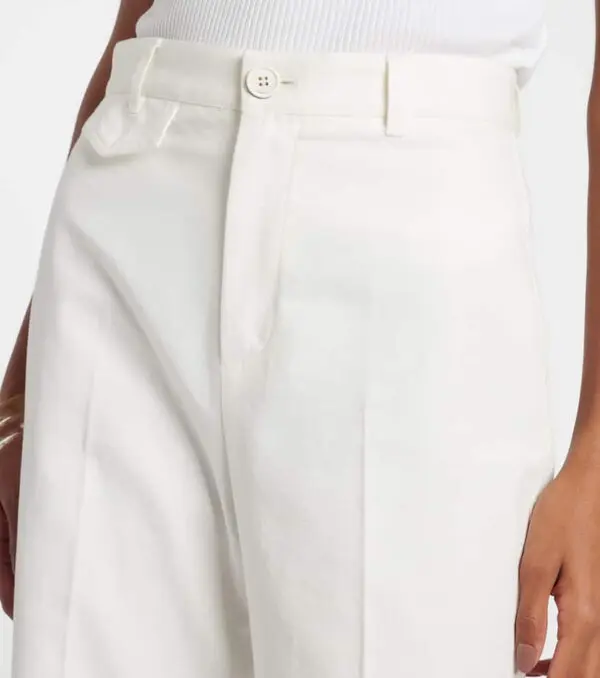 Chloé High-rise Flared Cotton Canvas Pants - White