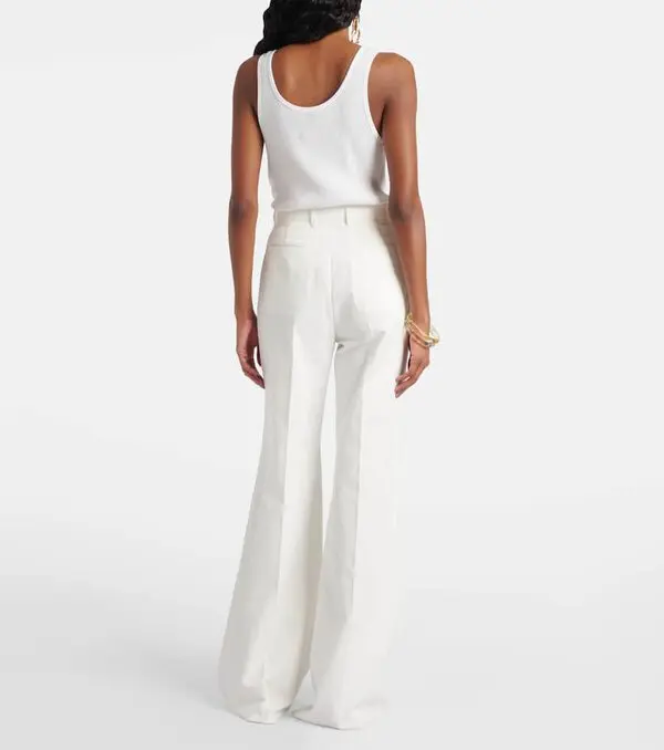 Chloé High-rise Flared Cotton Canvas Pants - White