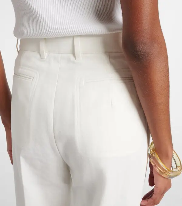 Chloé High-rise Flared Cotton Canvas Pants - White