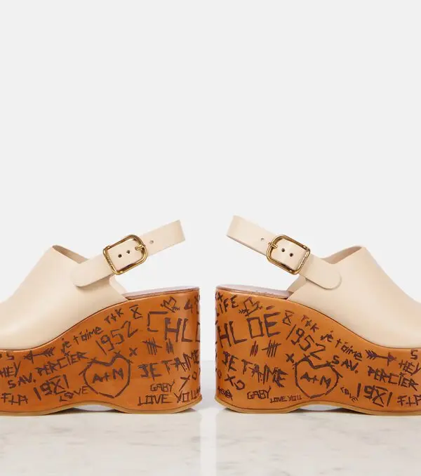 Chloé Maxime Debossed Leather Wedges