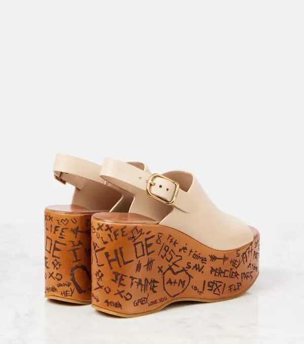Chloé Maxime Debossed Leather Wedges