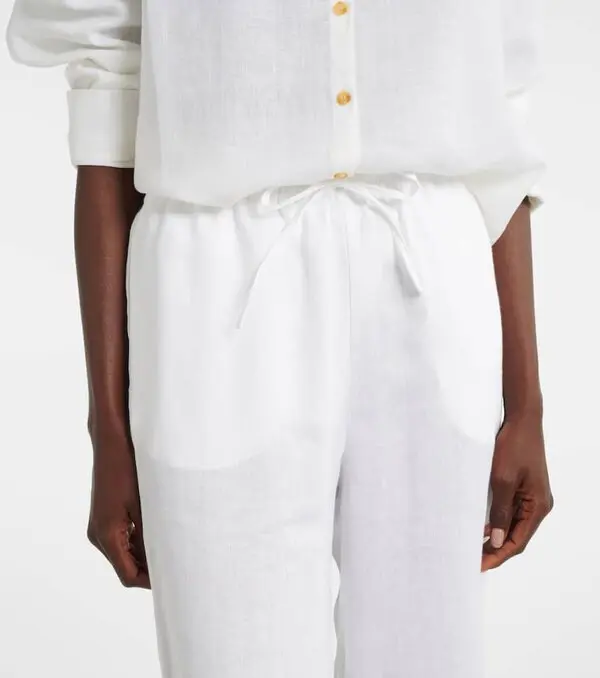 Asceno Aurelia Linen Wide-leg Pants - White