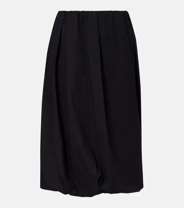 Brunello Cucinelli Gathered Cotton-blend Midi Skirt - Black