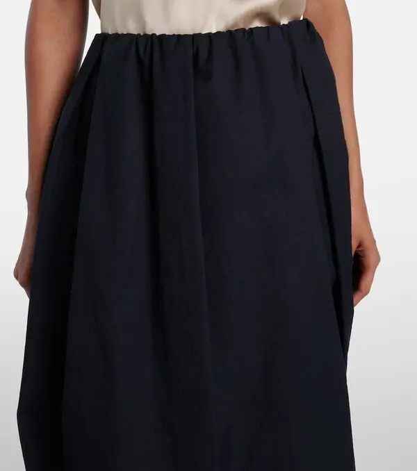 Brunello Cucinelli Gathered Cotton-blend Midi Skirt
