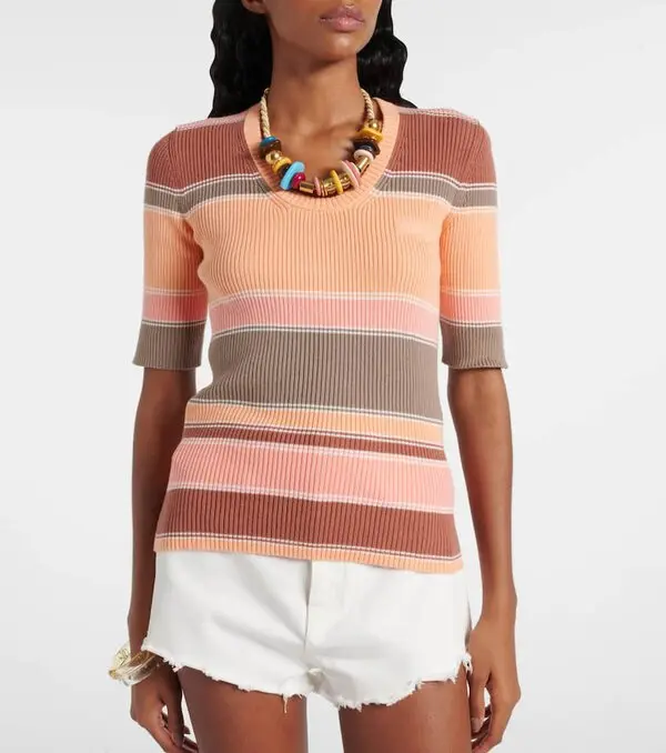 Chloé Striped Ribbed-knit Cotton Top