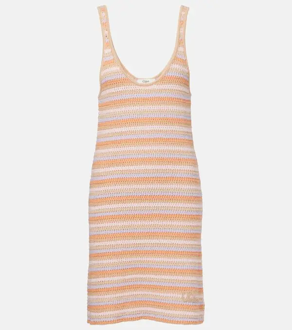 Chloé Knitted Cotton Minidress - Multicoloured