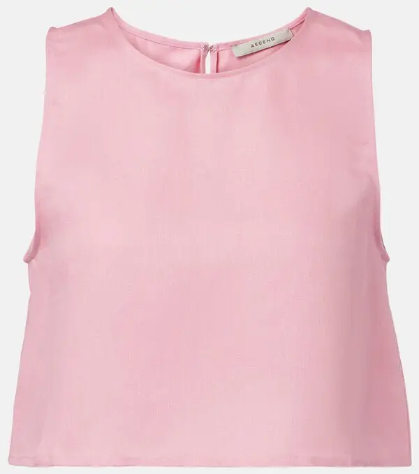 Asceno Kobe Linen Crop Top - Pink