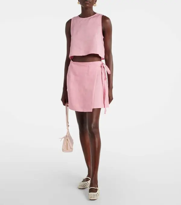 Asceno Kobe Linen Crop Top - Pink