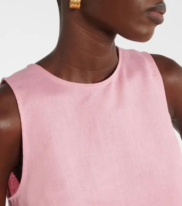 Asceno Kobe Linen Crop Top - Pink