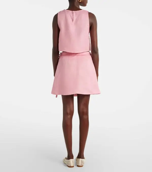 Asceno Kobe Linen Crop Top - Pink
