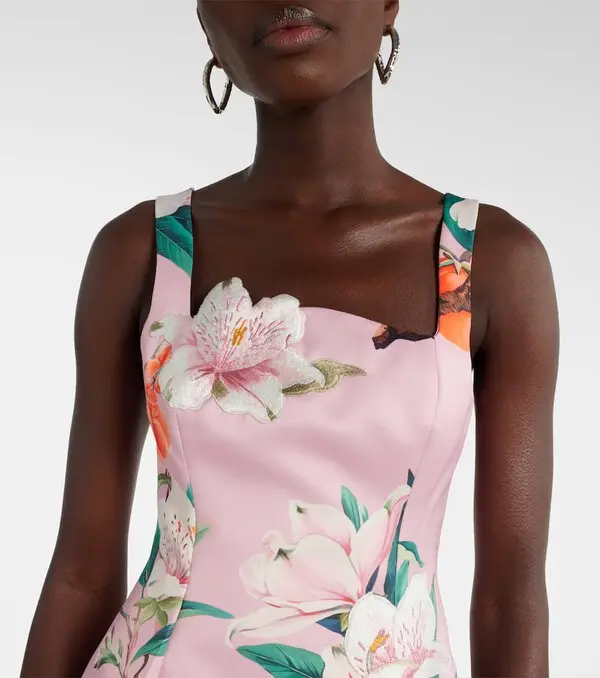 LEO LIN Larissa Floral Satin Midi Dress