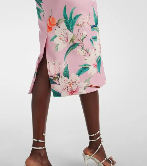 LEO LIN Larissa Floral Satin Midi Dress