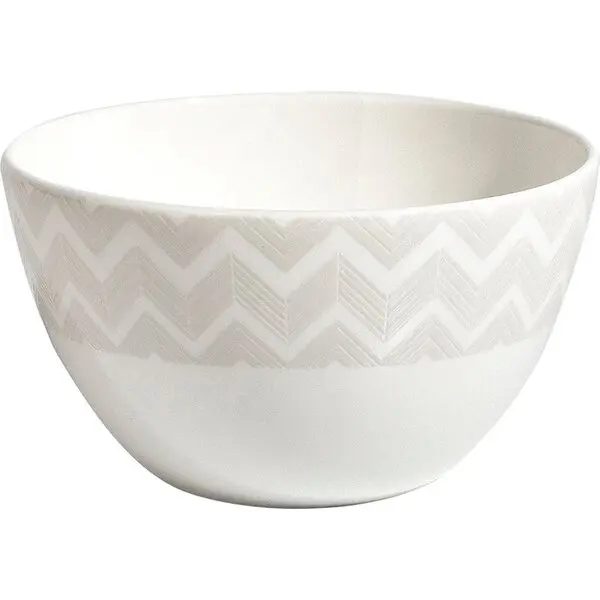 MISSONI HOME TABLEWARE Rice Bowls Zig Zag Set Of 6 Diam. 11.3" H 2.4 " - White