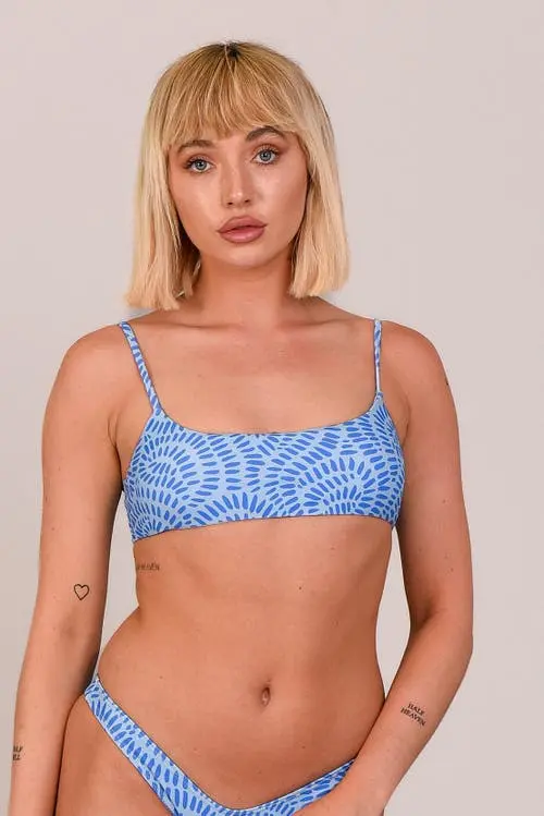 OOSC Moroccan Dream Lace Up Crop Bikini Top - Blue