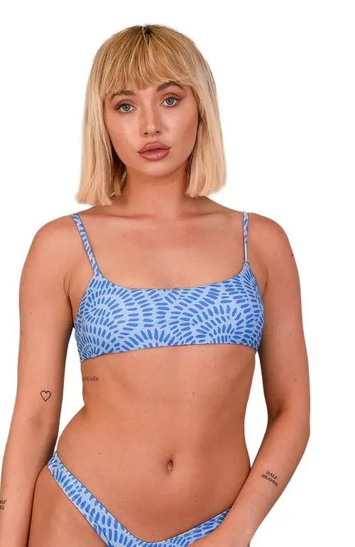 OOSC Moroccan Dream Lace Up Crop Bikini Top - Blue
