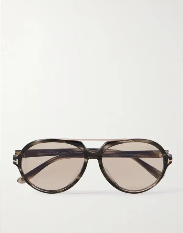 TOM FORD Aalto Aviator-style Gold-tone And Acetate Sunglasses - Tortoiseshell