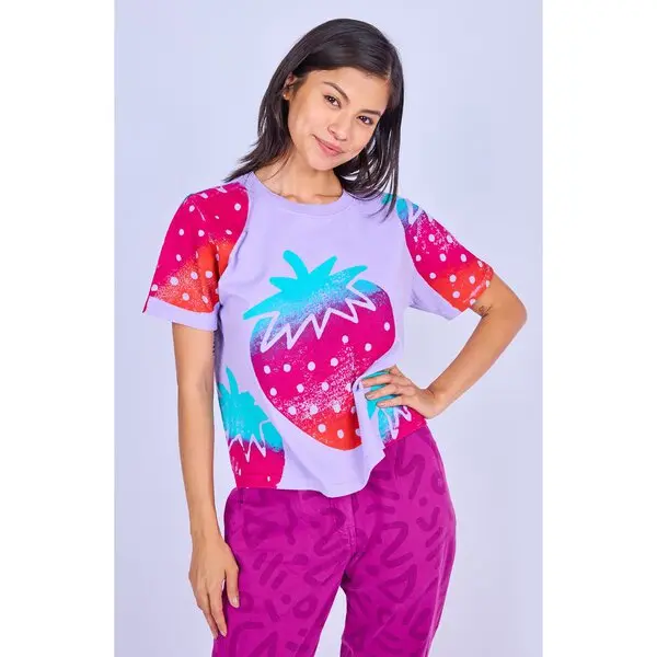 MOKUYOBI Painted Crop Tee - Giant Strawberry