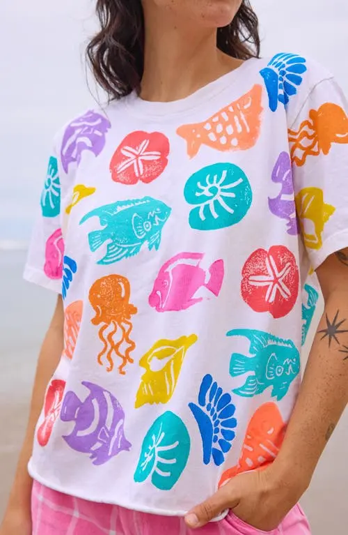 MOKUYOBI Painted Crop Tee - Painted Fish