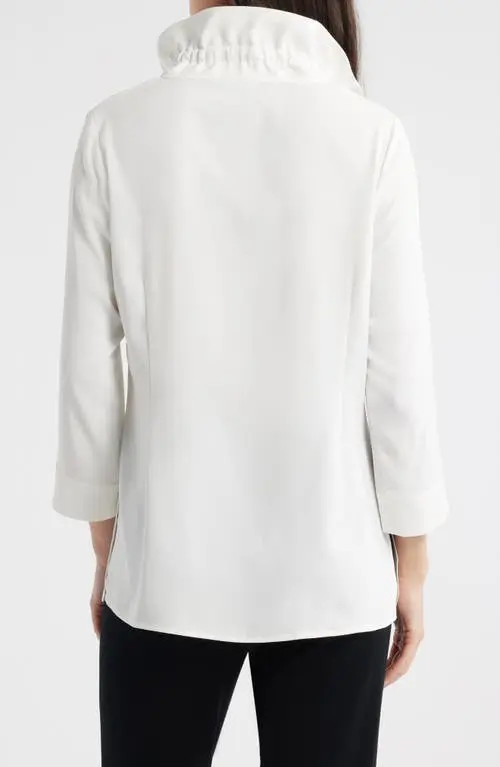 Ming Wang Ruffle Collar Button-up Shirt