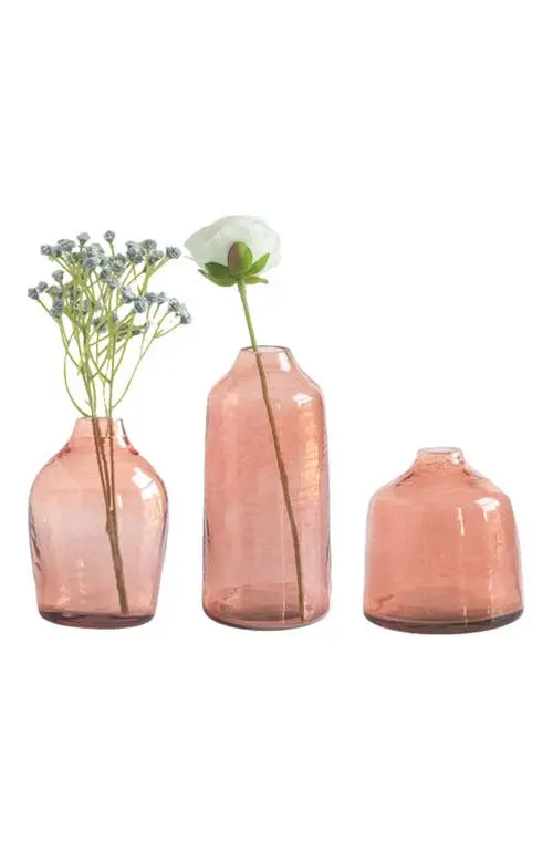 CREATIVE WOMEN Hammered Glass Bud Vasesset Of 3 - Blush