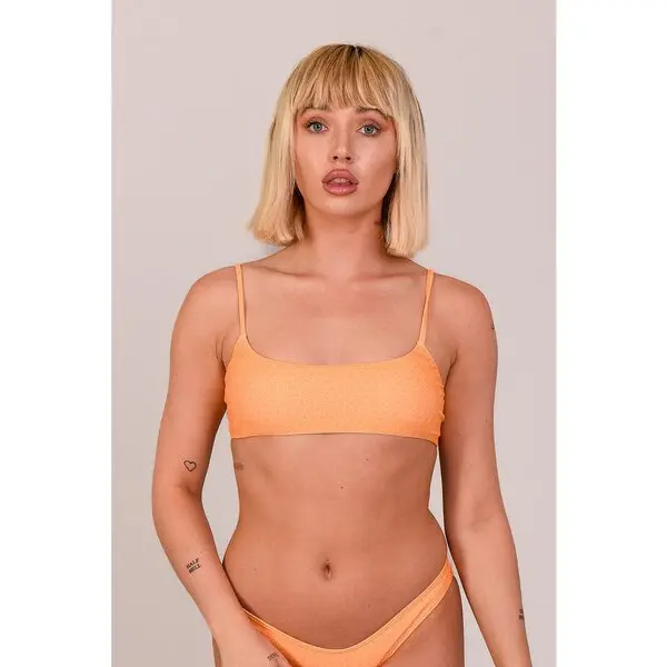 OOSC Tangerine Squeeze Lace Up Crop Bikini Top - Orange