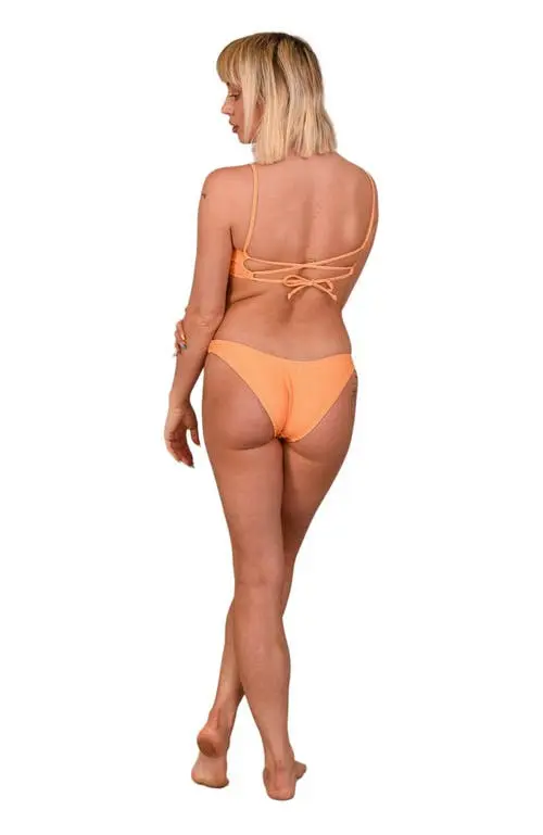 OOSC Tangerine Squeeze Lace Up Crop Bikini Top - Orange